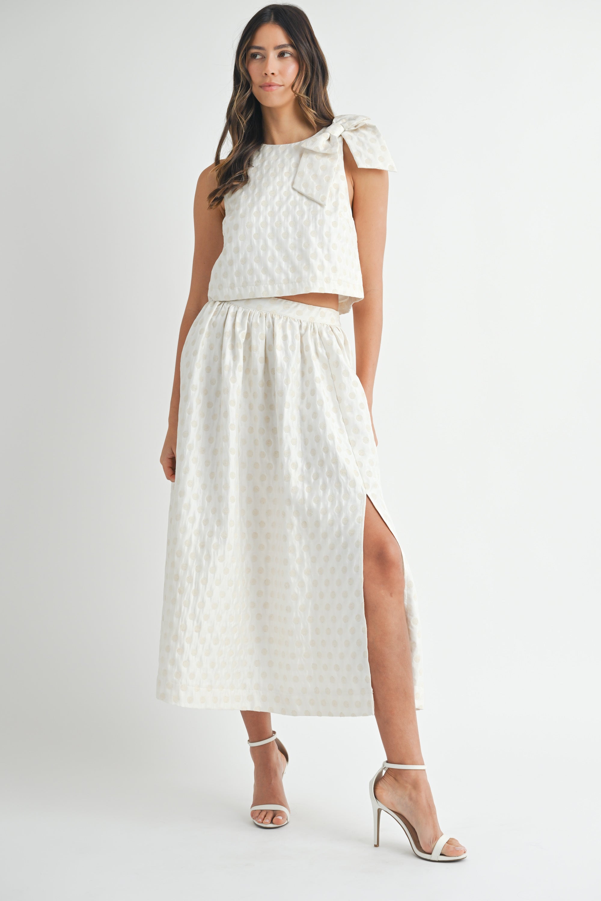 PHAEDRA TAFFETA DOT FLARE SKIRT SET – Mable Clothing