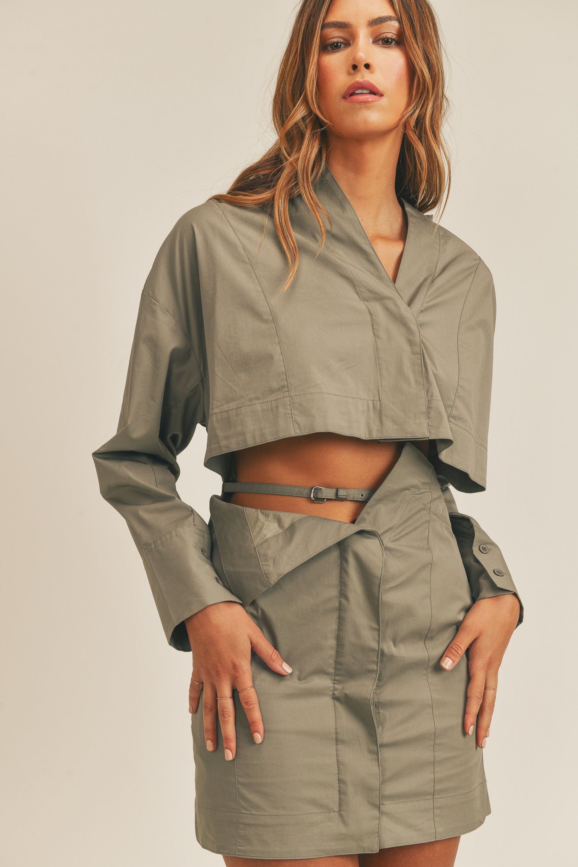 DELIANA HIDDEN BUTTON SHIRT BELTED DRESS – Mable Clothing