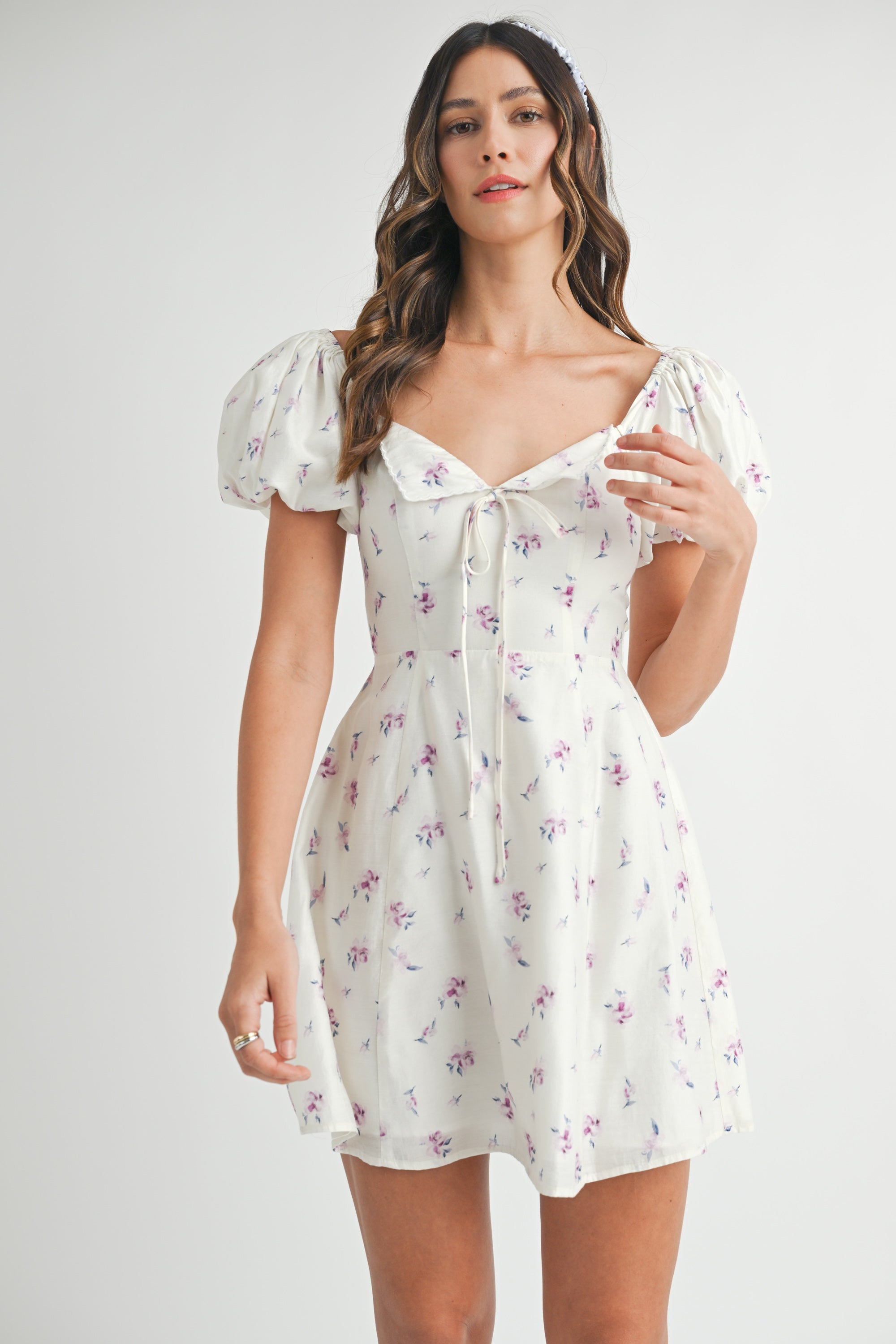 Ulyssa Floral Puff Sleeve Mini Dress Mable Clothing